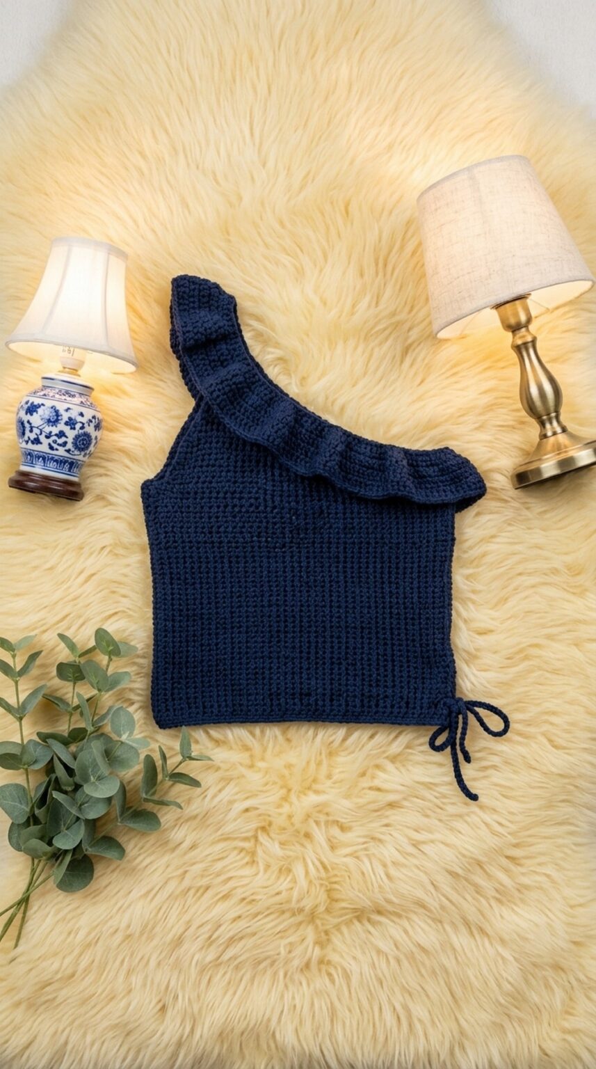 Crochet Ruffle One Shoulder Top Free Pattern for Girls - The Cochetry